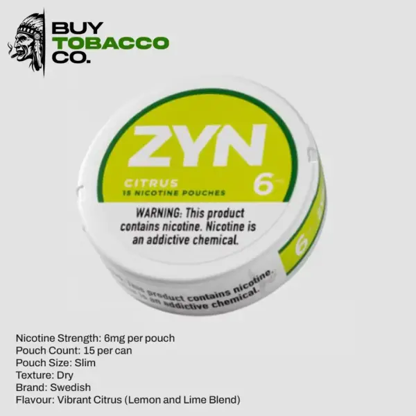Zyn Nicotine Pouches 6mg (5-Tins) – Citrus – Buy Tobacco Co.